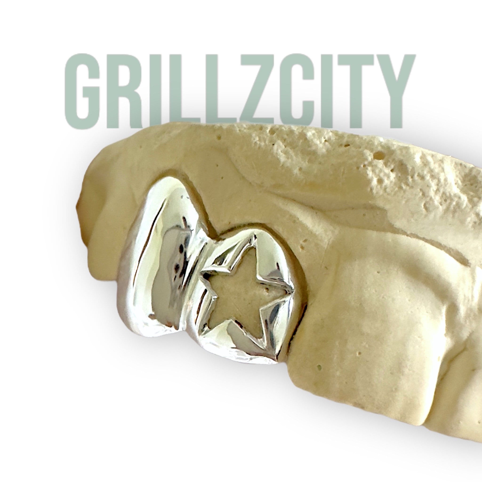 Custom Fit grillz 2 Teeth with heart or star Grillz fangs /925 Silver ...